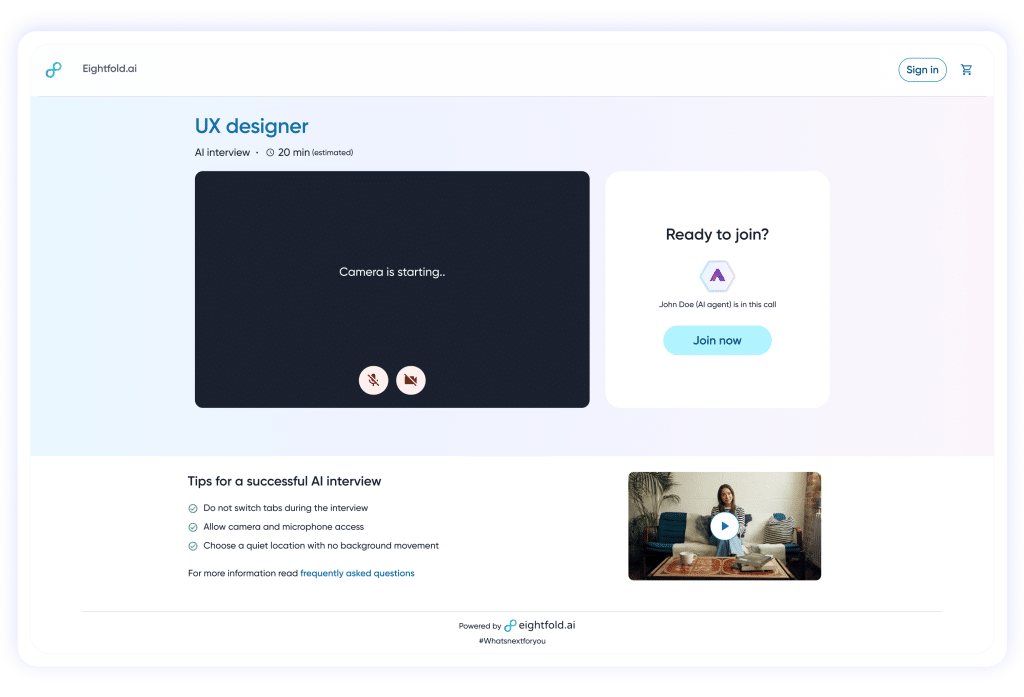 AI Interviewer – Smarter AI for interviews & recruiting | Eightfold AI